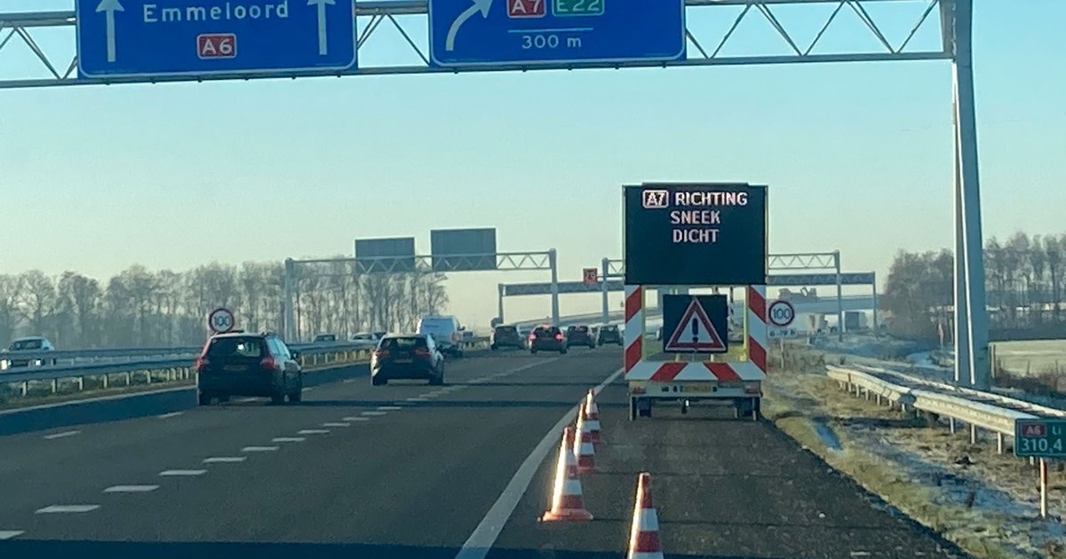 A7 bij Joure in beide richtingen dicht | Rijkswaterstaat Verkeersinformatie